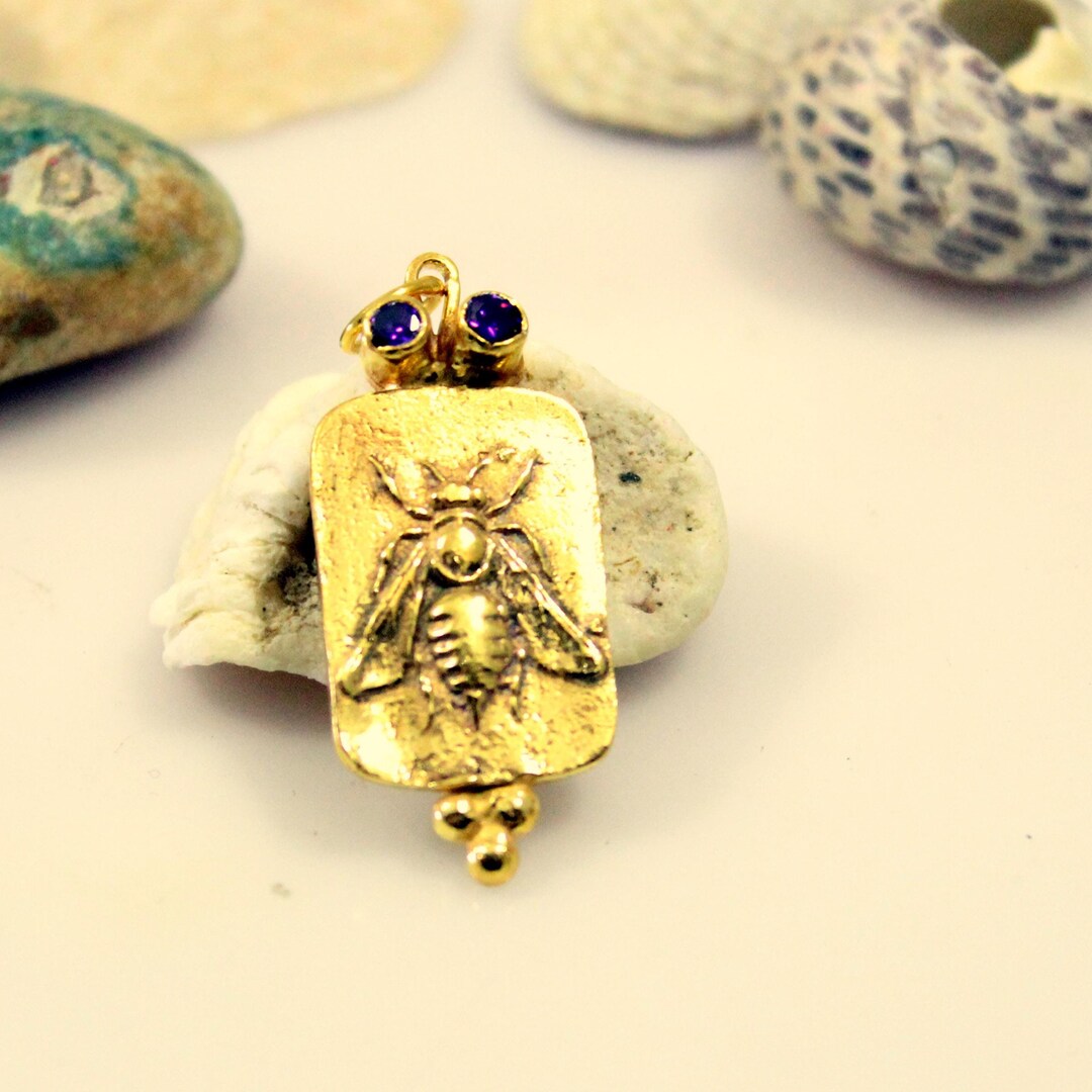 Authentic Roman Coin Intaglio Bee Pendant -vintage Pendant 925 Sterling ...