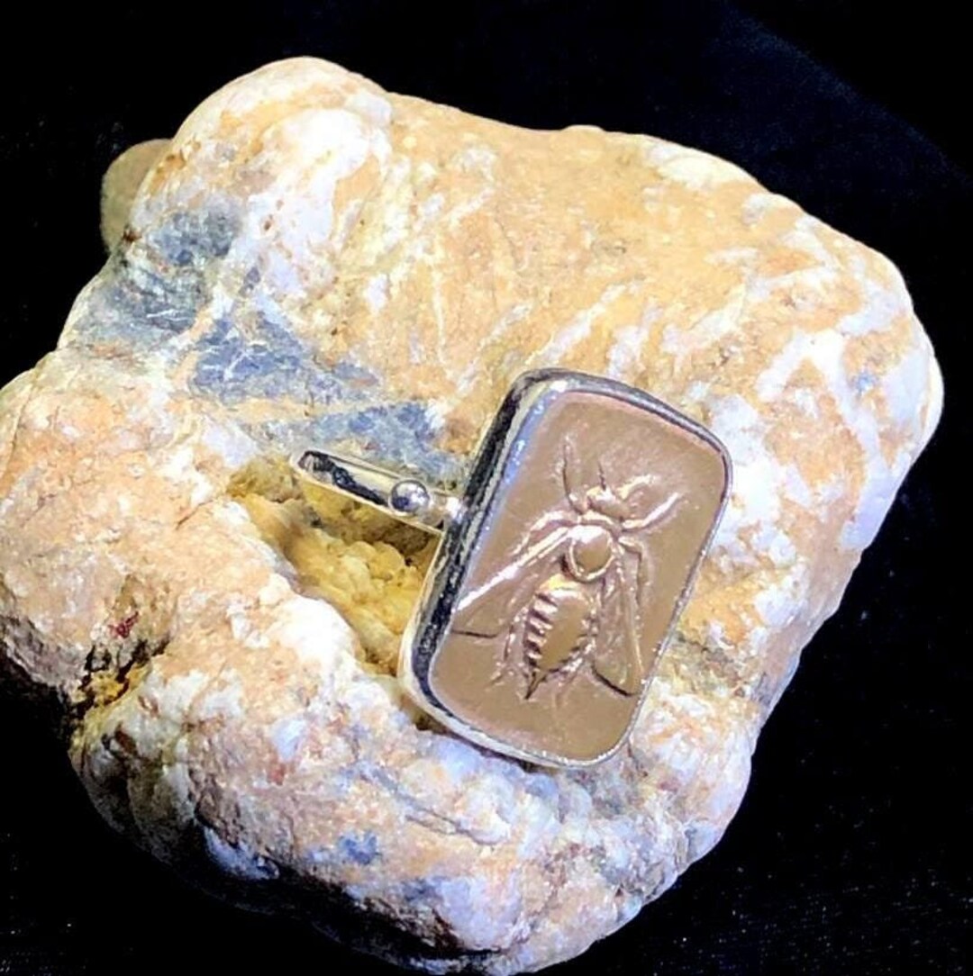 Roman Coin Intaglio Bee Ring - Honey Bee Ring - 925K Sterling Silver ...