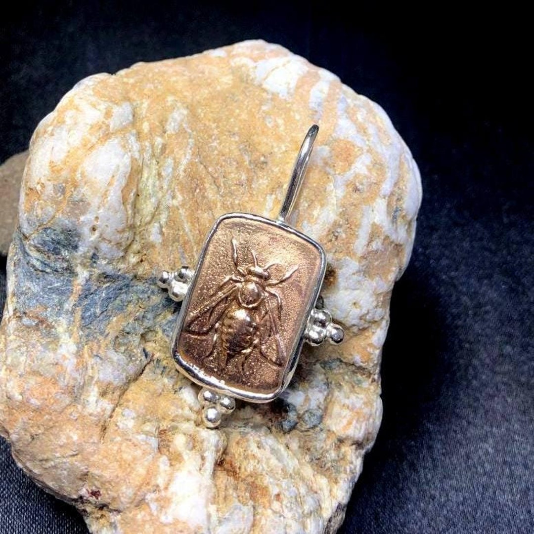 Authentic Roman Coin Intaglio Bee Pendant - 925 Sterling Silver ...