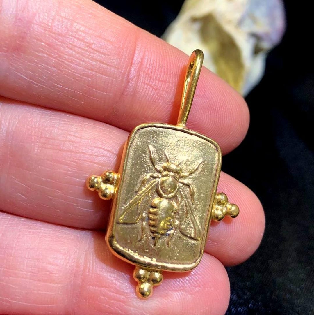 Authentic Roman Coin Intaglio Bee Pendant -vintage Pendant 925 Sterling ...