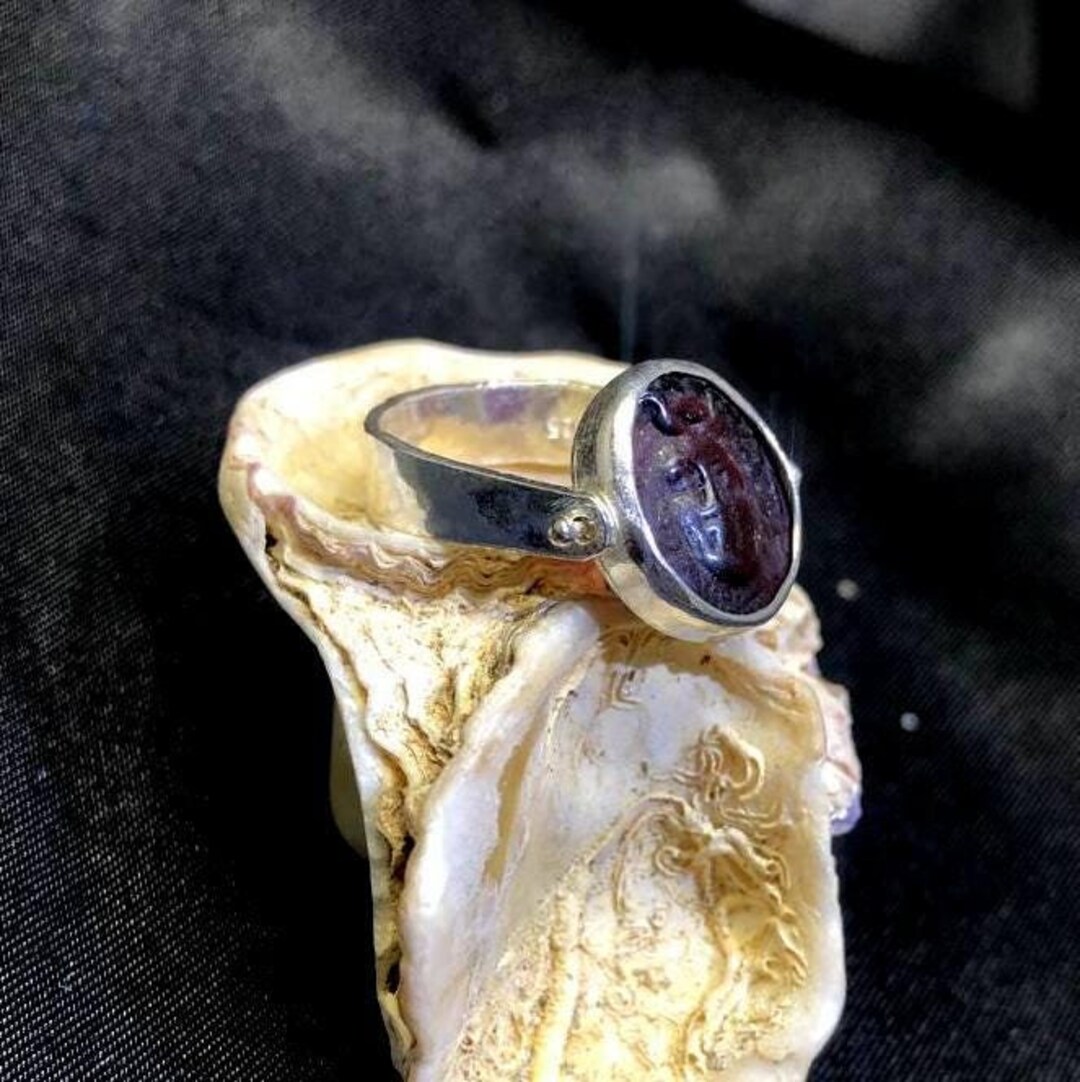 Intaglio Glass Medusa Ring - Glass Art Intaglio Silver Ring - Ancient ...