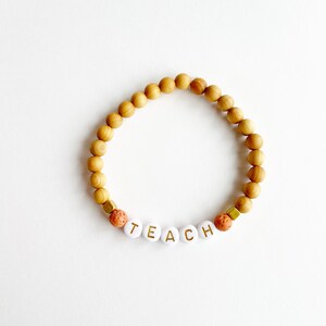 Beaded Teacher Bracelet. Essential Oil Bracelet. Letter Bead Jewelry ...