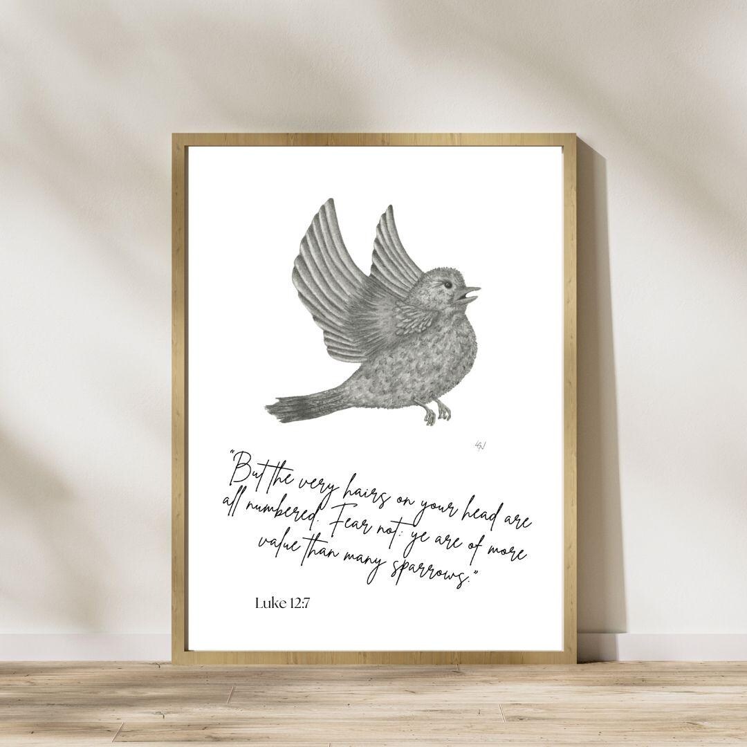 Charcoal Bird Drawing, Christian Art Print - Etsy