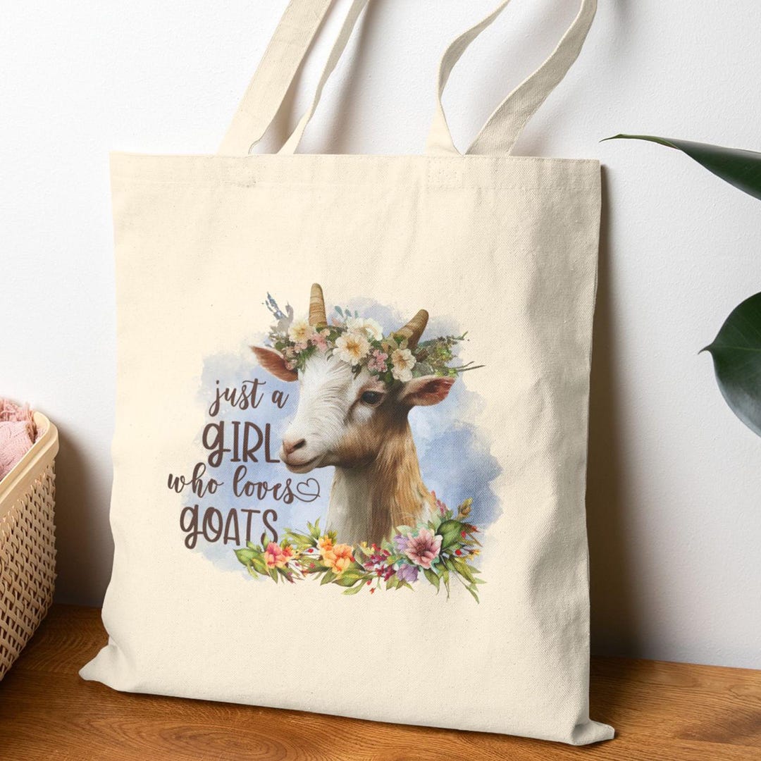Goat Tote Bag, Spring Tote Bag, Flowers Goat Bag, Goats Lover Tote ...