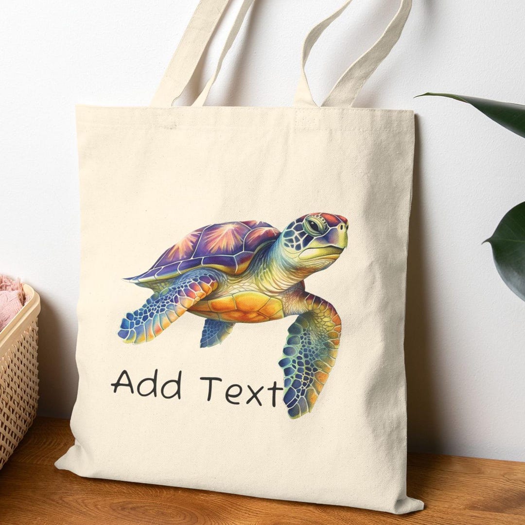 Sea Turtle Tote Bag, Custom Animal Print Bag, Ocean Life Bag, Save the ...