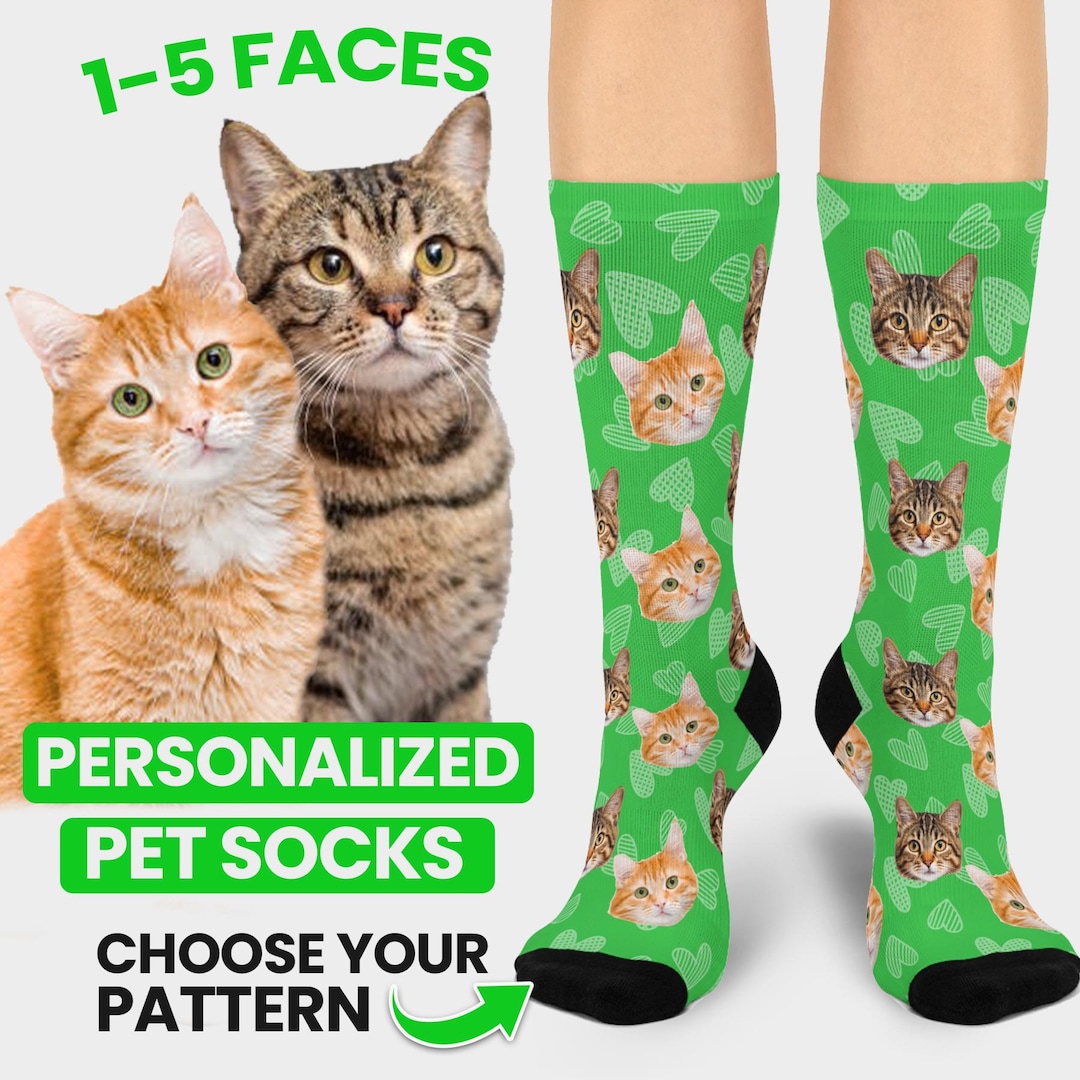 Custom Cat Face Socks Personalized Cat Christmas Gift Pet Socks ...