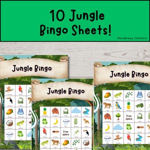 Jungle Bingo Game: 10 Unique Printable Cards (PDF Download) - Etsy