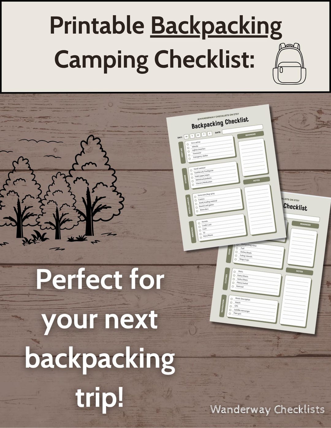 Backpacking Checklist | Printable 2-page Checklist - Etsy