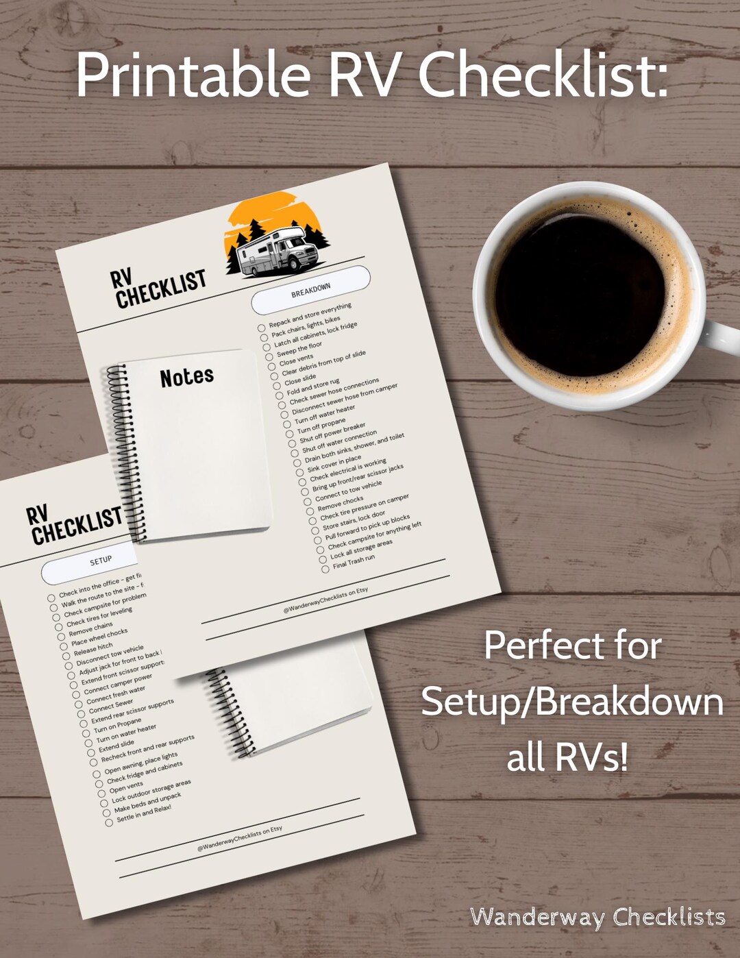 Printable RV Camping Setup/breakdown Checklist - Etsy