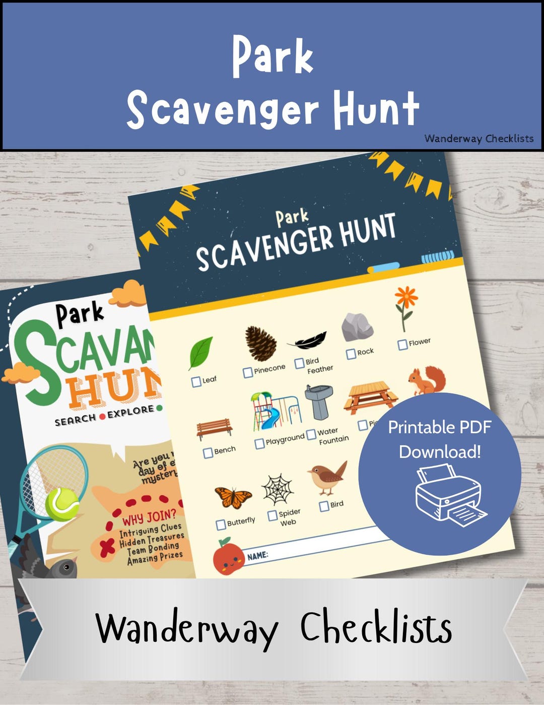 Park Scavenger Hunt | Printable Scavenger Treasure Hunting - Etsy