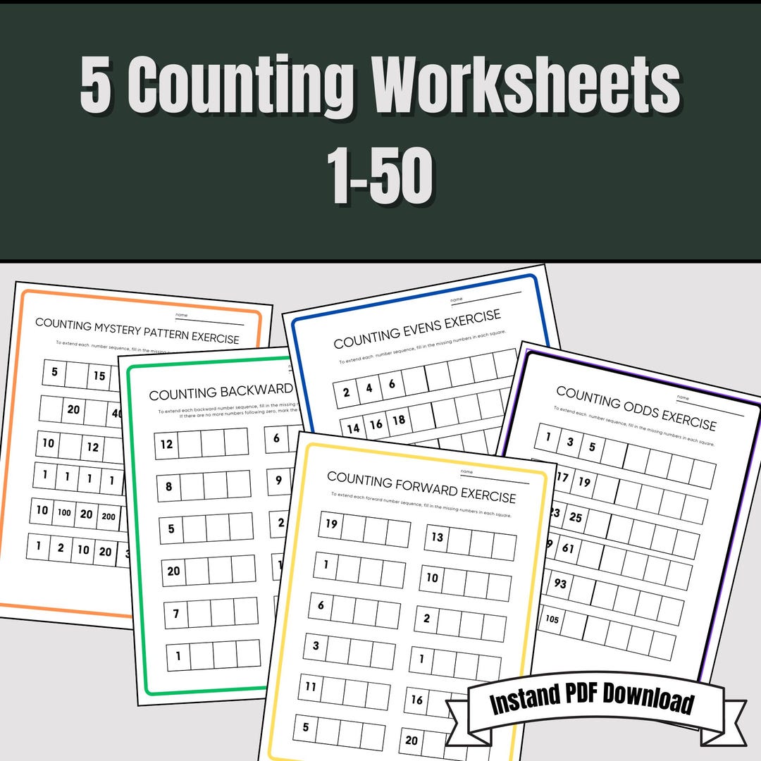 Counting Numbers 1-50 Worksheets | Counting Forward & Backward | Odd ...