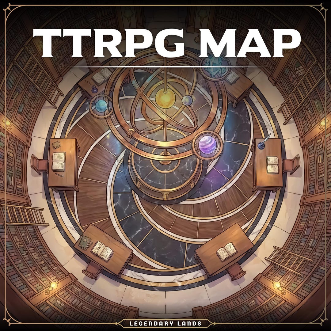 Arcane Library Dnd Battlemap | TTRPG Map Compatible With Dungeons and ...