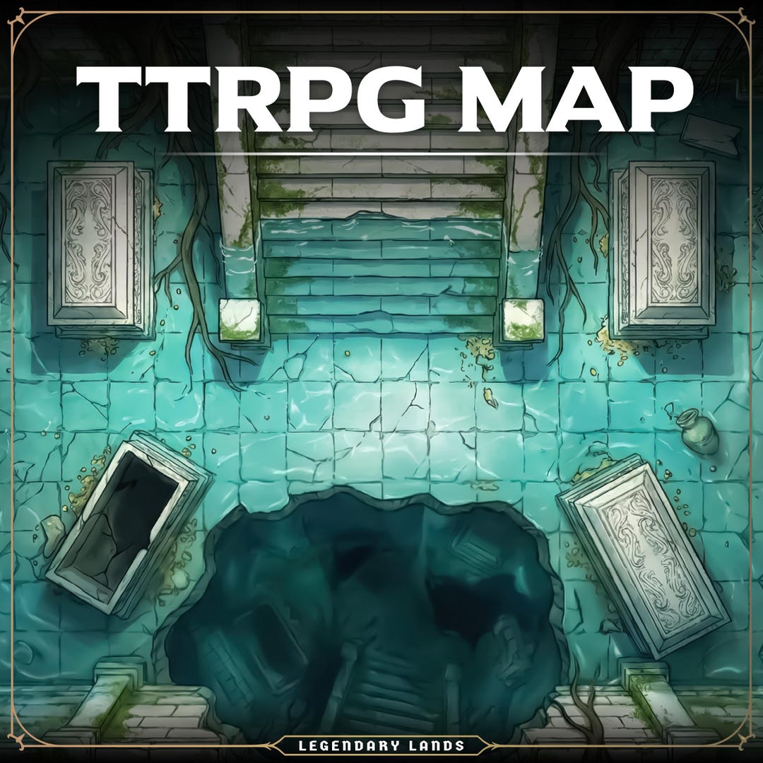 Flooded Crypt Dnd Battlemap | TTRPG Map Compatible With Dungeons and ...