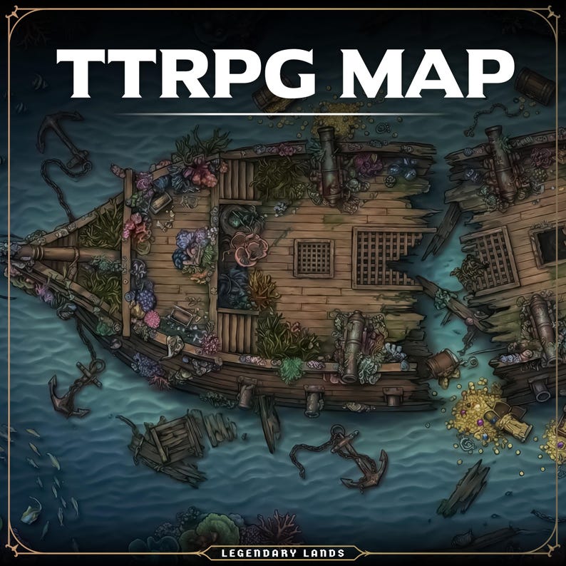 Underwater Shipwreck Battlemap | TTRPG Map Compatible With Dungeons and ...