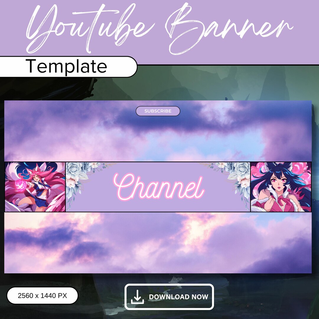 Ahri Youtube Banner Template, Banner Template, Lol Youtube Channel ...