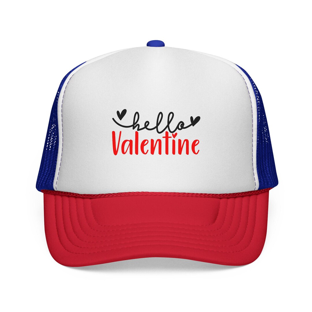 Hello Valentine Trucker Cap | Valentine Hat, Red White Blue - Etsy