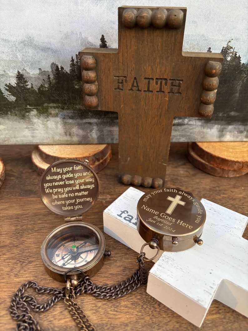 Baptism Compass, First Holy Communion Compass, Engraved Compass for ...