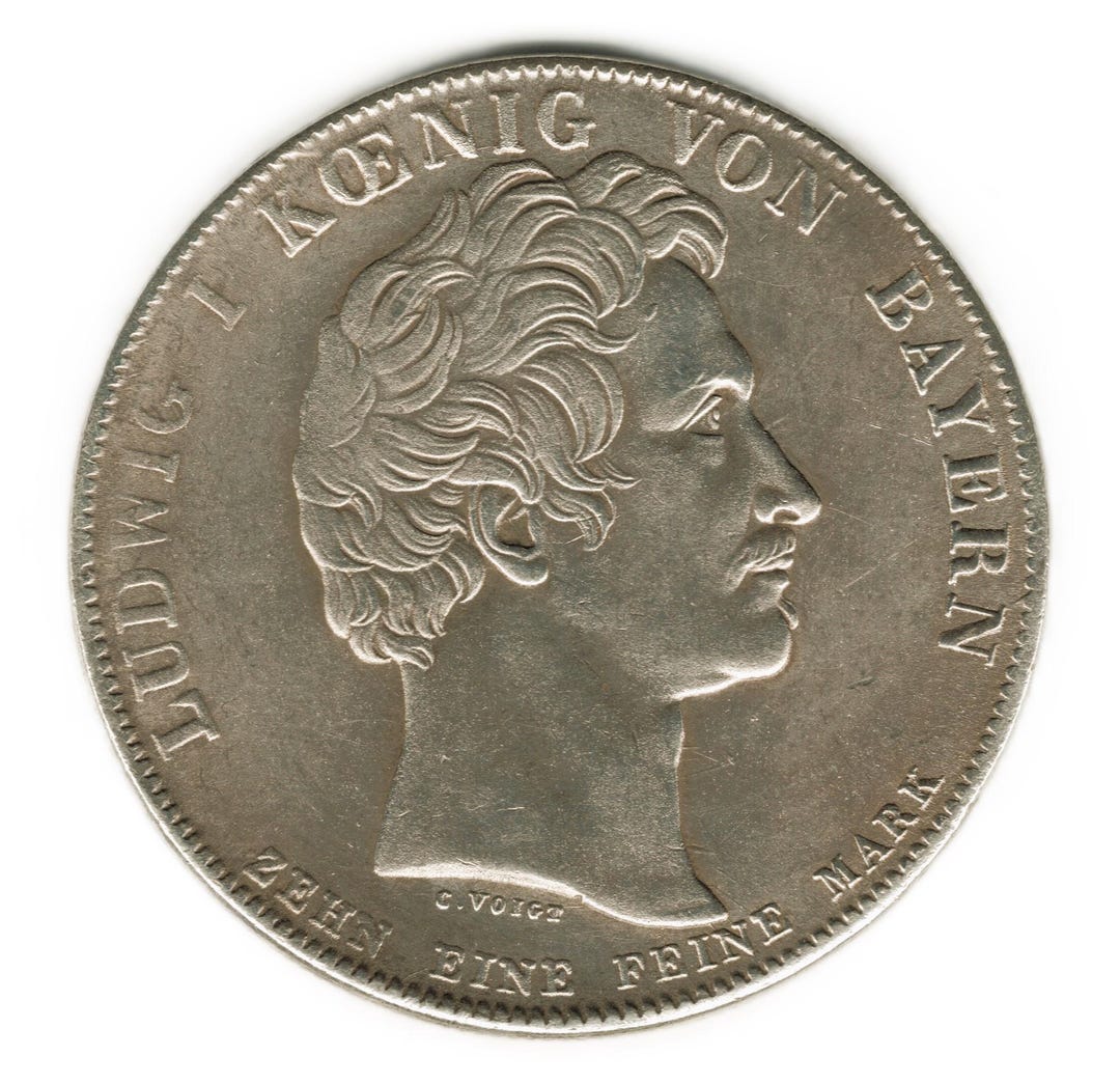 1828 German States Bavaria Royal Family Thaler - Ludwig I - Copy of ...