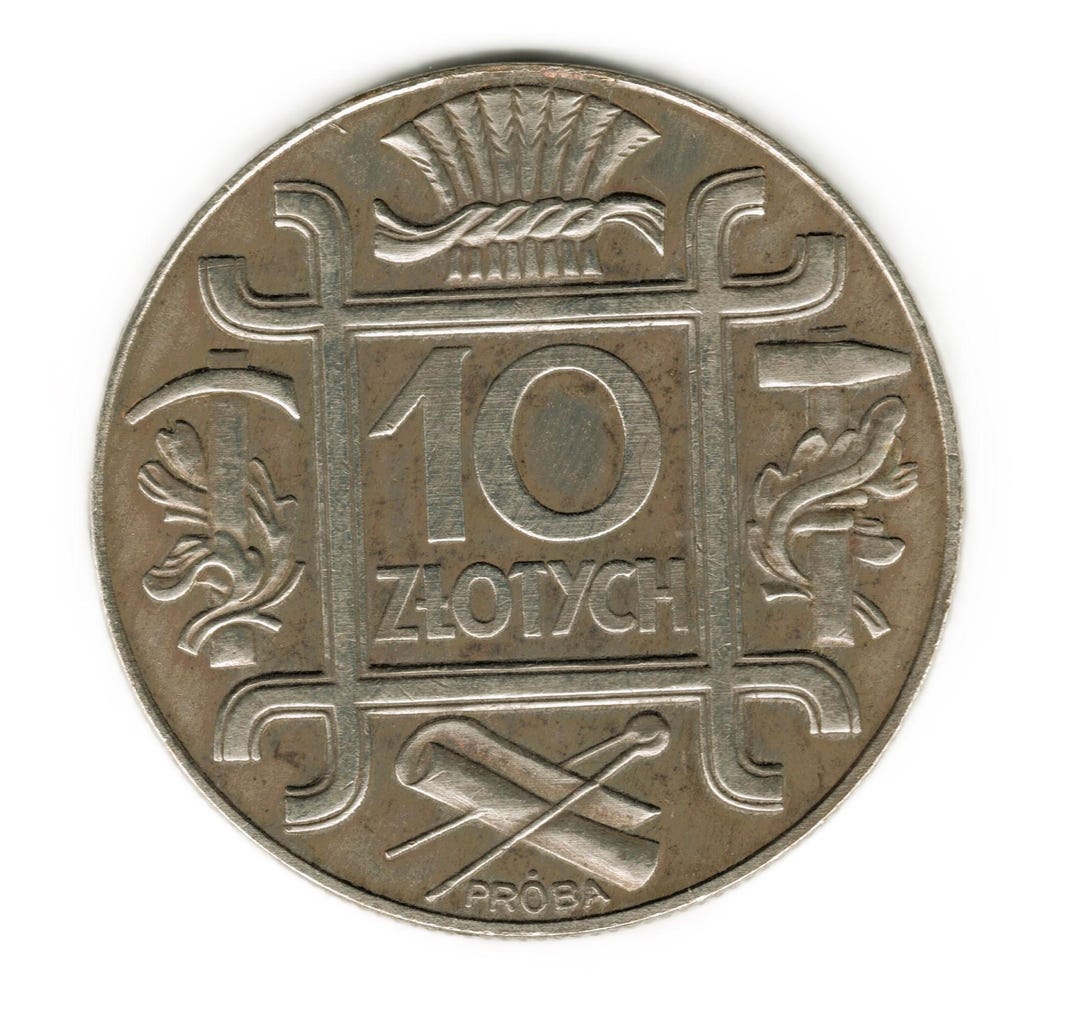 1934 Poland 10 Zlotych - Copy of Coin - Etsy