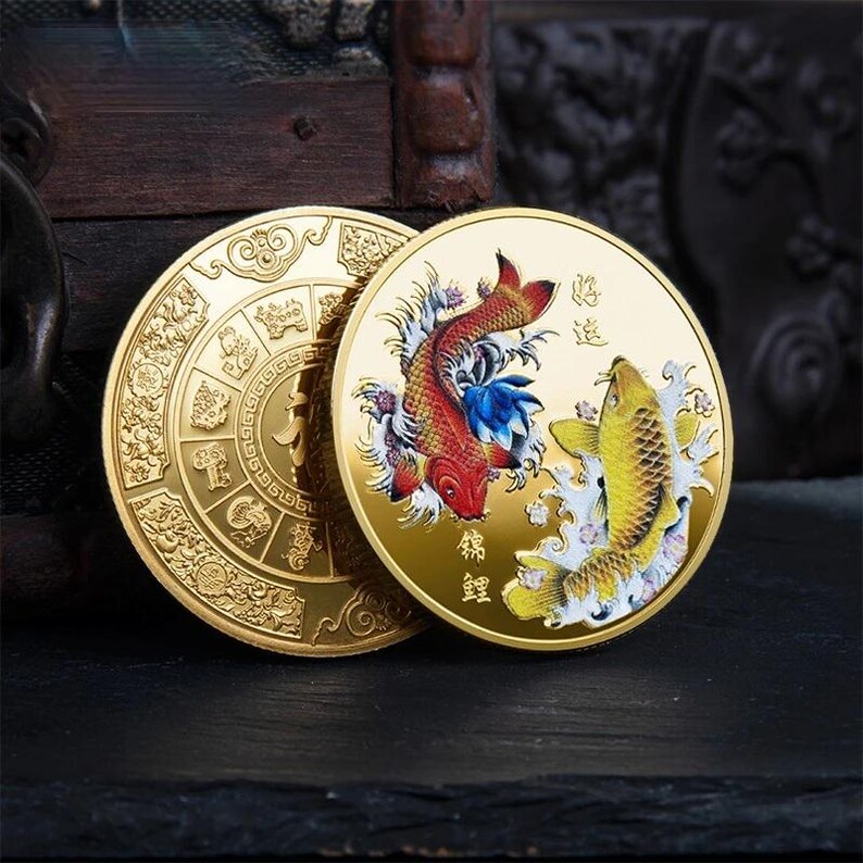 Chinese Koi Fish Souvenir / Commemorative Lucky Coin - Etsy