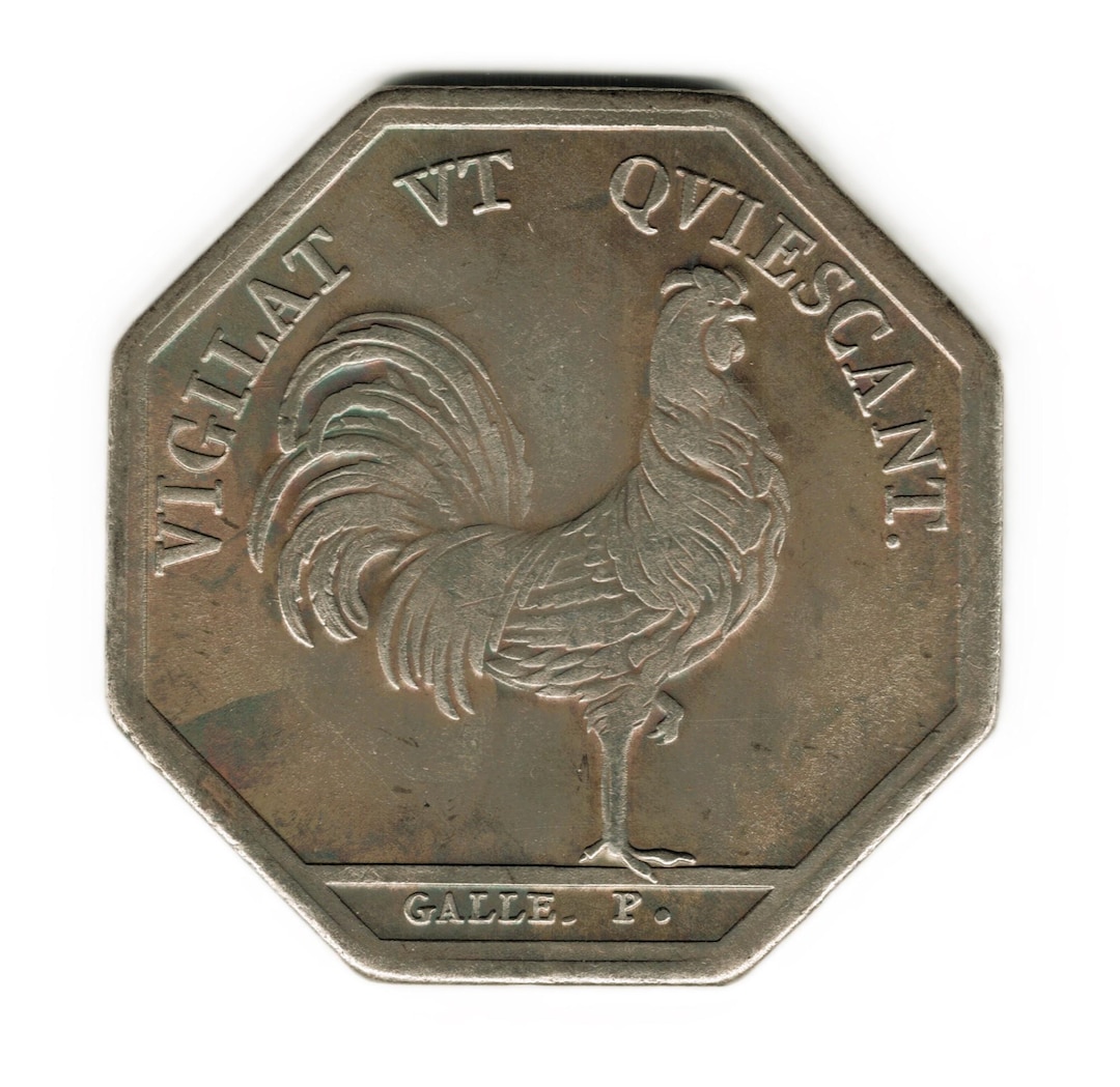 French Octagonal Jeton - the Gallic Rooster and Louis XVIII - Copy of Token - Etsy