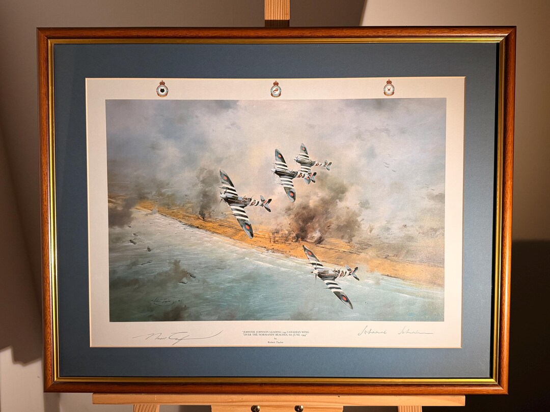 Johnnie Johnson D-day RAF Spitfires | Robert Taylor Signed Aviation Art ...