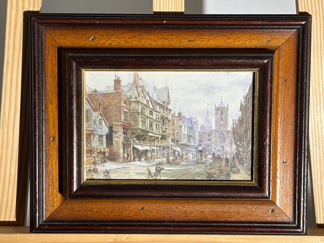 Victorian Street Scene Print – Antique English Townscape With Horse ...