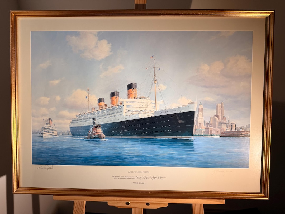 Signed RMS Queen Mary Print | Stephen J. Card, Framed Maritime Art - Etsy