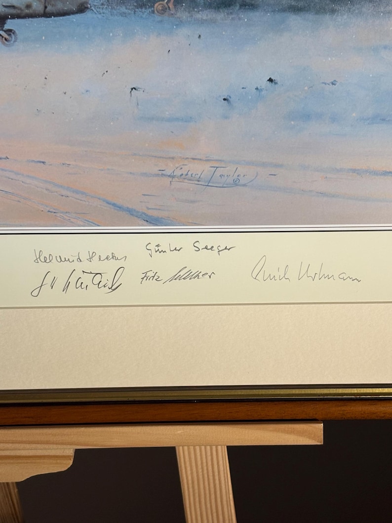 Signed Robert Taylor Aviation Print: Luftwaffe Me109g, 10 Signatures ...