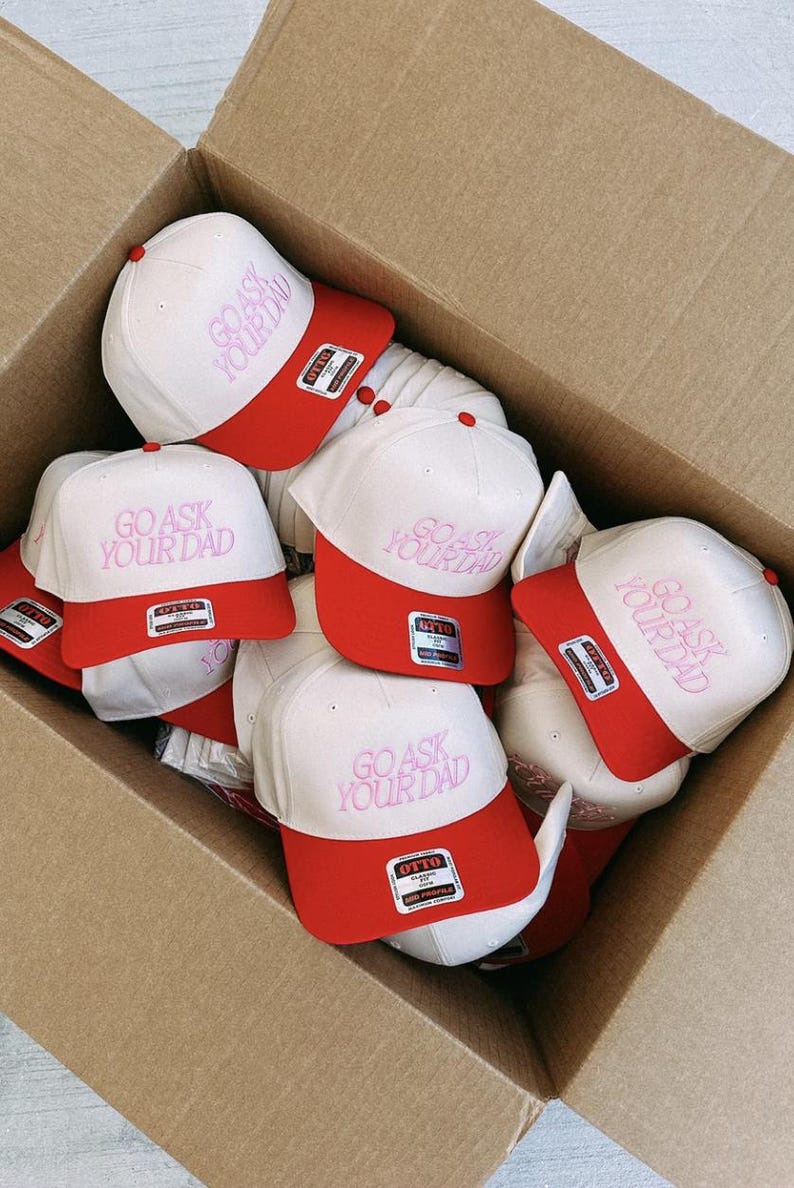 Go Ask Your Dad Trucker Hat Red/pink - Etsy