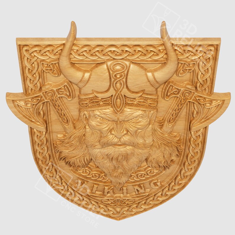 Viking Shield CNC Relief STL File – Norse Warrior Wood Carving Digital ...