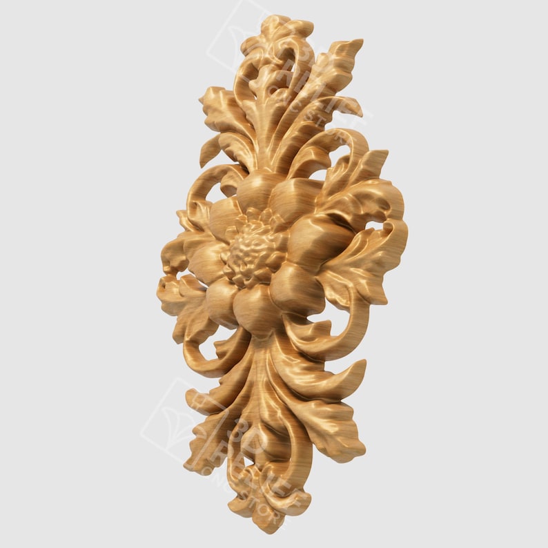 Floral Relief 3D Model STL File: Ornamental CNC Wood Carving (digital ...