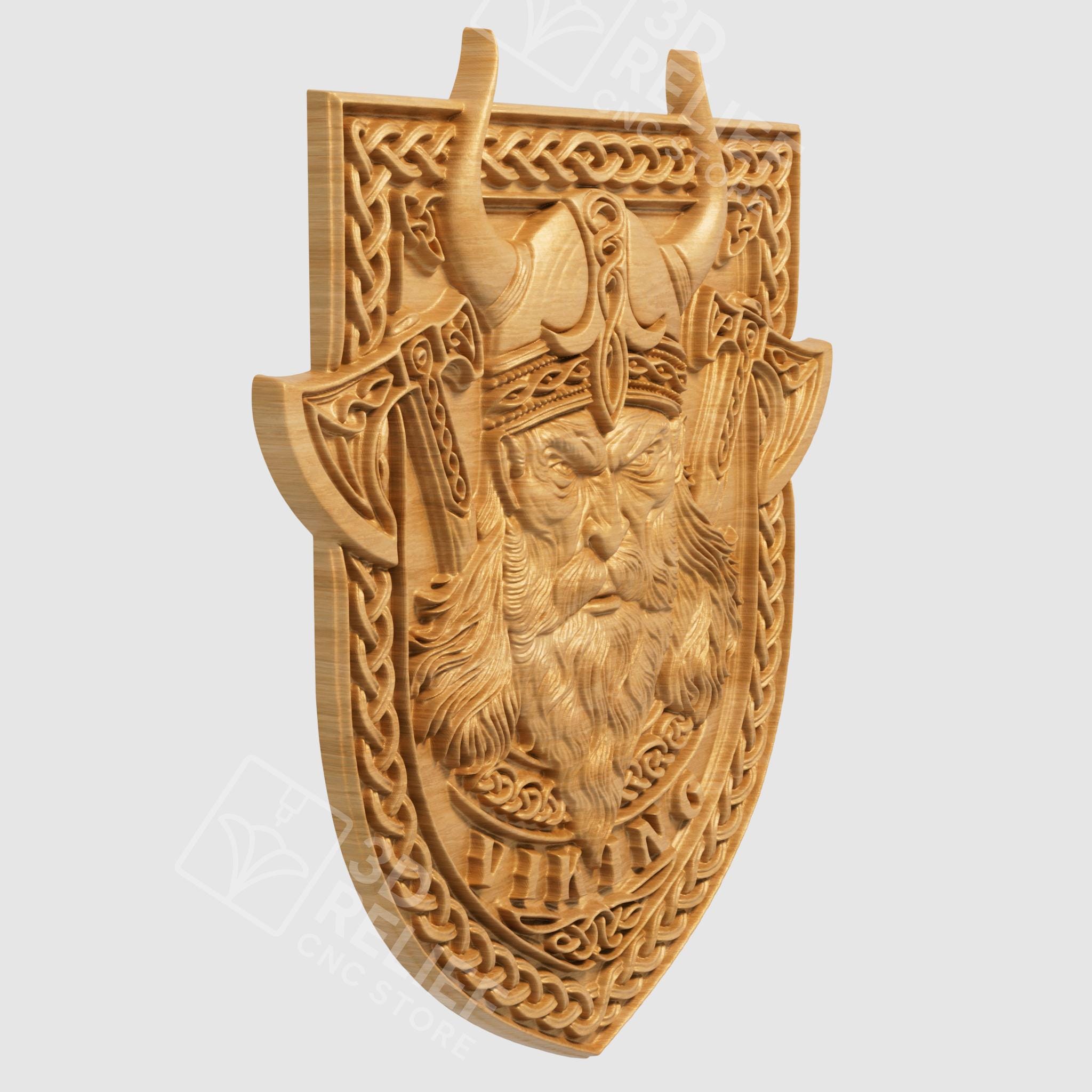 Viking Shield CNC Relief STL File – Norse Warrior Wood Carving Digital ...