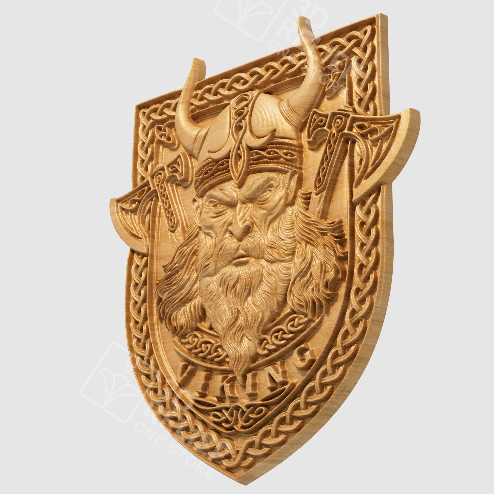 Viking Shield CNC Relief STL File – Norse Warrior Wood Carving Digital ...