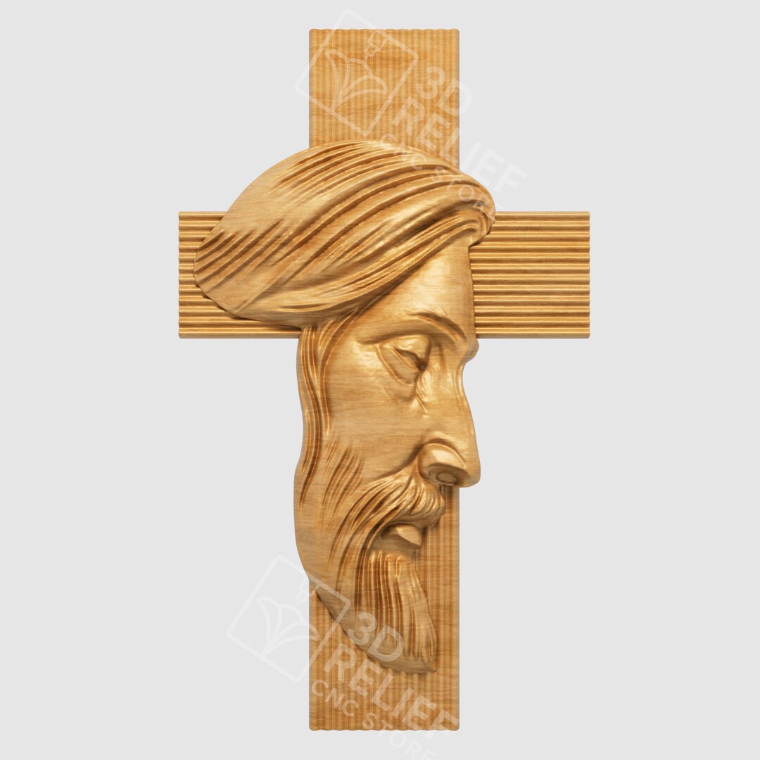 Jesus Cross Relief STL for CNC | Religious Wood Carving | Christian Bas ...