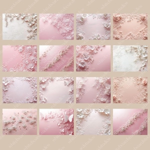Pink Digital Paper, Shabby Chic Flower Lace Pearl Printable Background ...