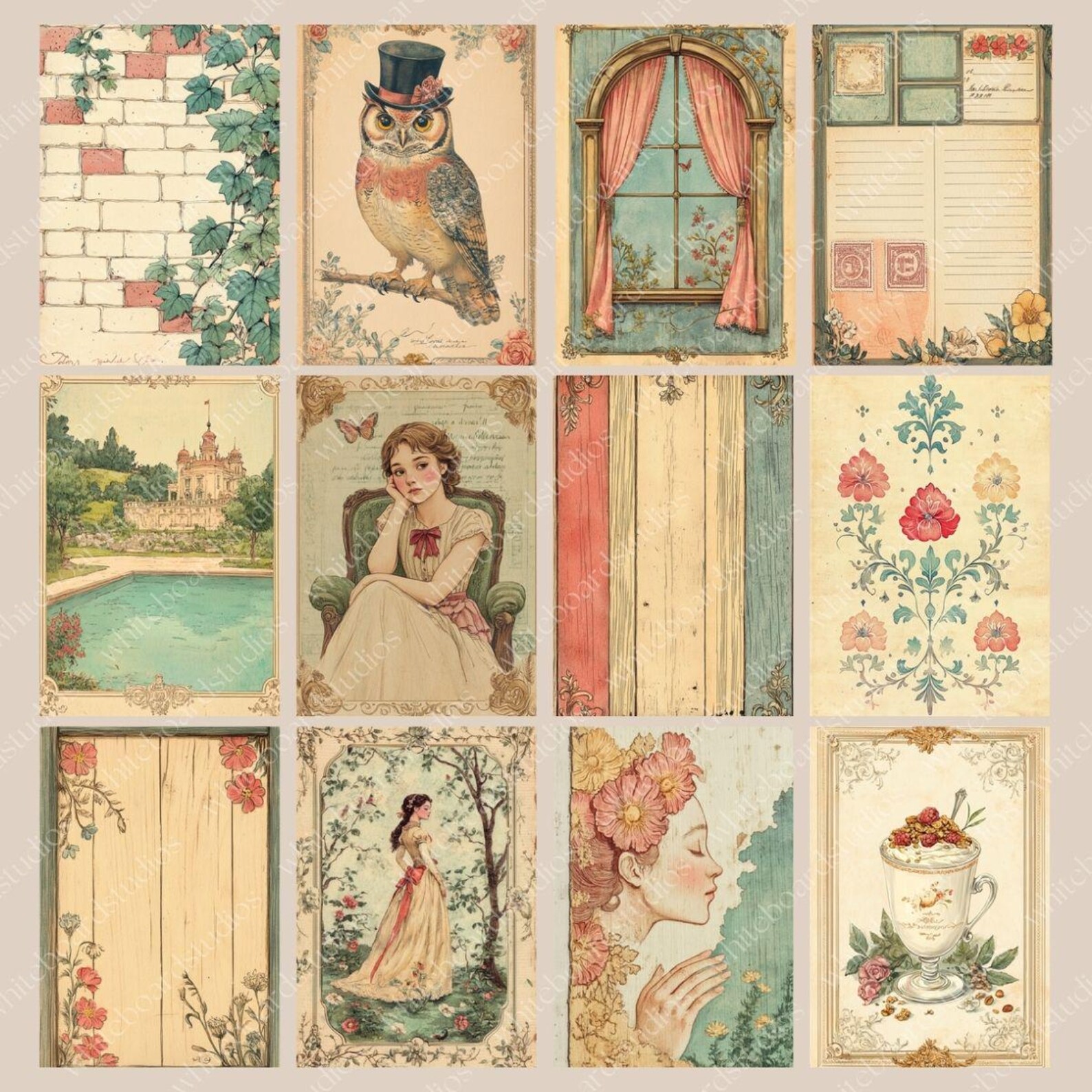 Classic Fairytale Junk Journal Scrapbook Wall Art, Vintage Folklore ...