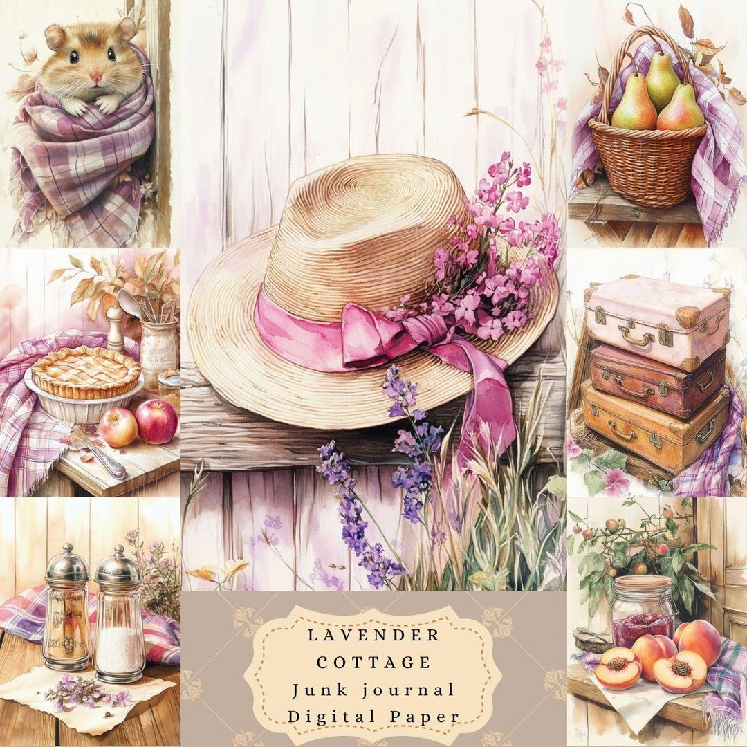 Shabby Pink Cottage Scrapbook Junk Journal Pages, Digital Decoupage ...