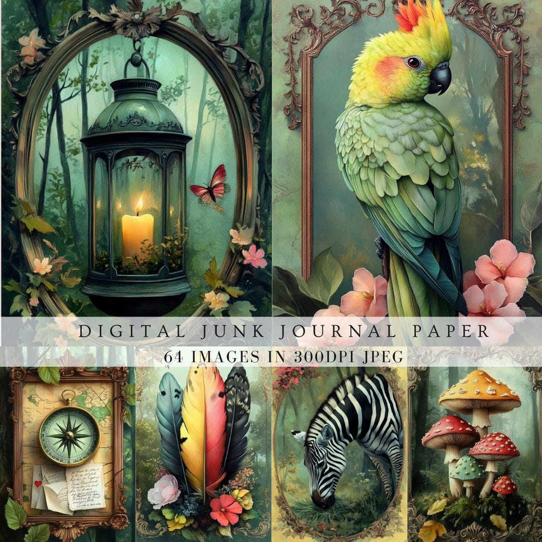 Exotic Jungle Heat Scrapbook Junk Journal Wall Art Decor Pages, Pirate ...