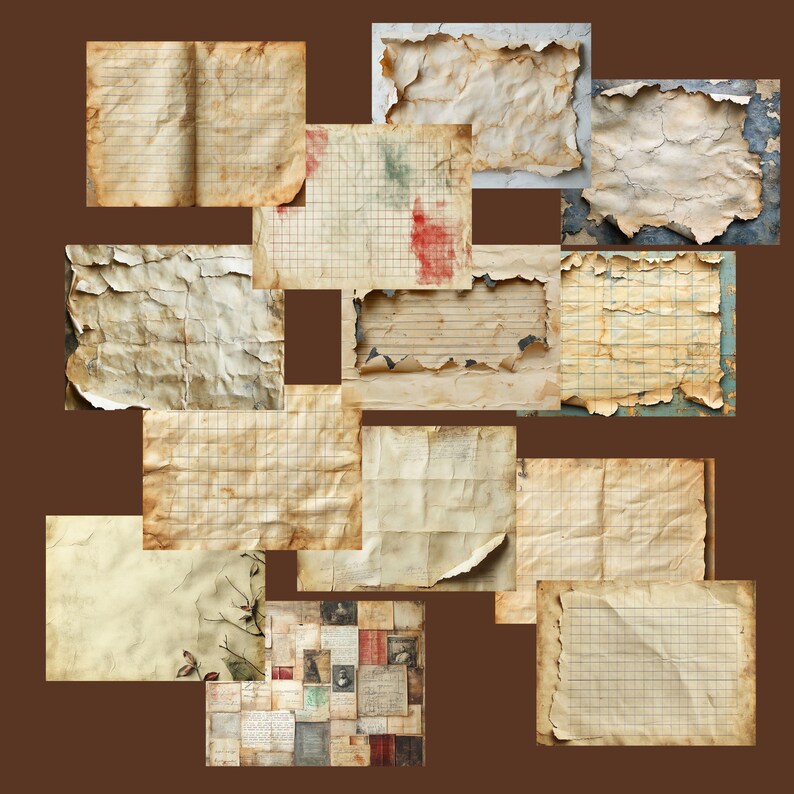 Junk Journal Filler Paper With Labels and Tags, Vintage Neutral Antique ...