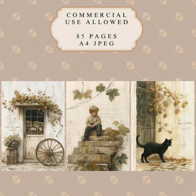 Rustic White Cottage Digital Junk Journal, Shabby Chic Countryside ...