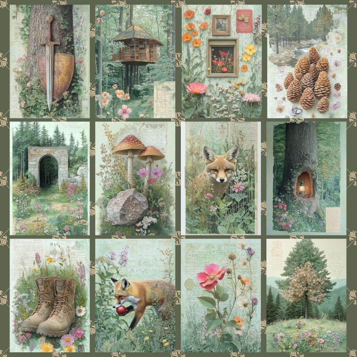 Vintage Scrapbook Junk Journal, Cottage Royal Countryside, Animal ...