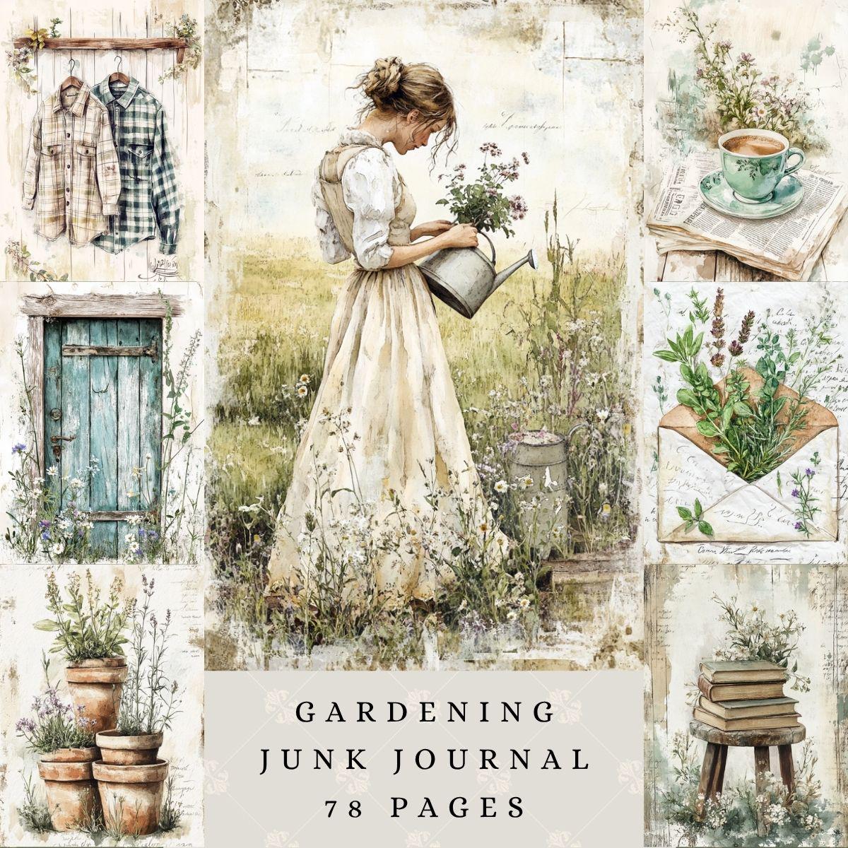 Gardening Cottage Scrapbook Junk Journal Pages, Digital Printable ...