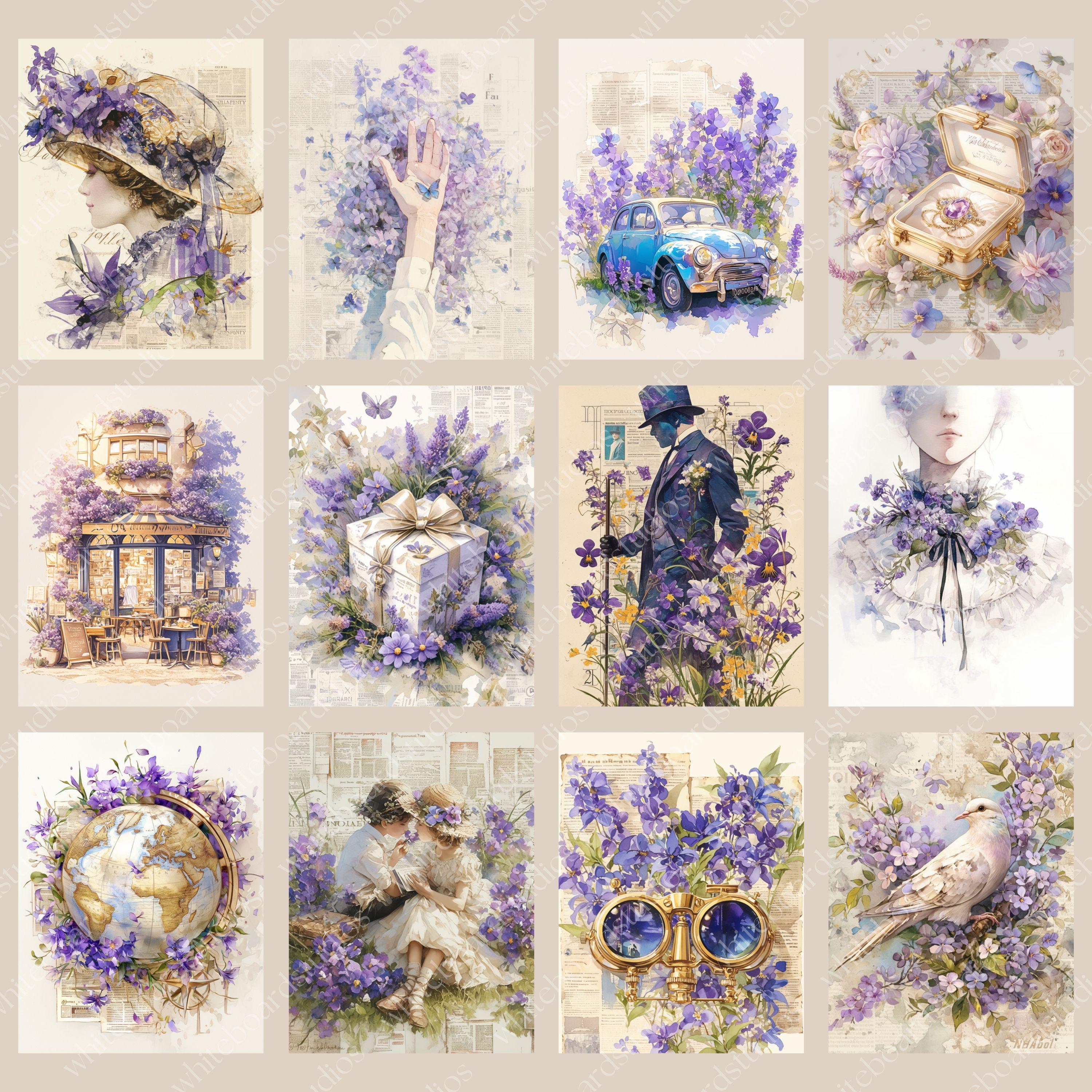 Vintage Pastel Purple Junk Journal, Lilac Ephemera Lavender Floral ...