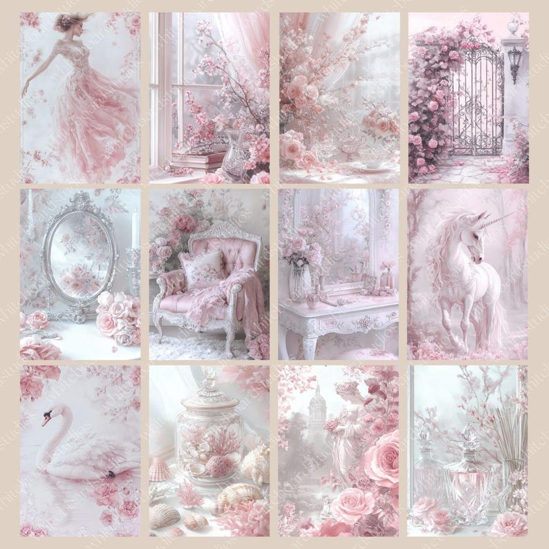 Princess Pink Scrapbook and Junk Journal, Retro Enchanted Magical ...