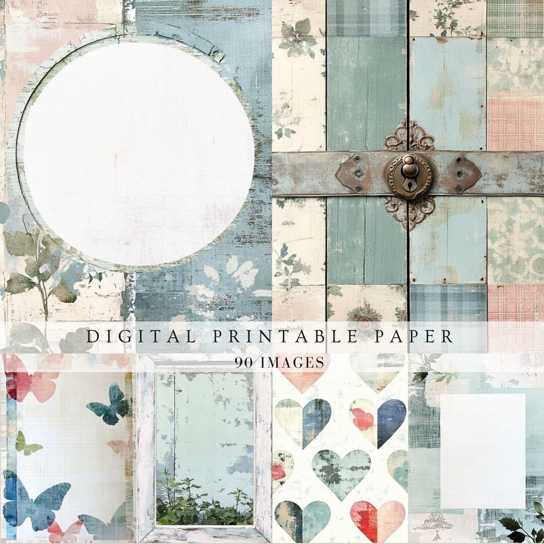 Subdued Summer Colors Filler Junk Journal Scrapbook Paper, Stripes ...