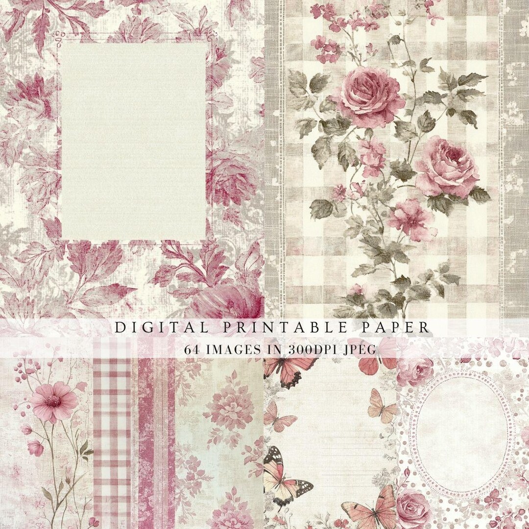 Vintage Classic Pink Filler Pages for Junk Journal Scrapbook Paper ...