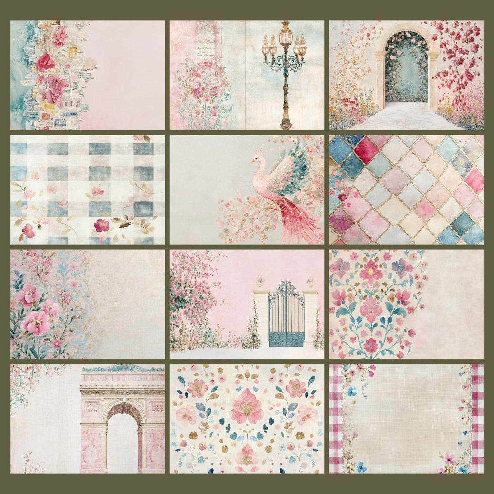 Ornate Pastel Pink Junk Journal Paper, Vintage Shabby Chic, Cottage ...