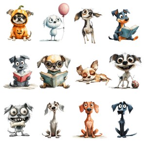 Quirky Cute and Funny Dog Watercolor Sublimation Clipart Bundle ...