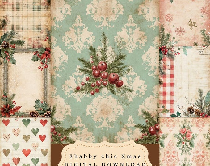 Shabby Chic Classic Vintage Christmas Holiday Junk Journal Filler Pages ...